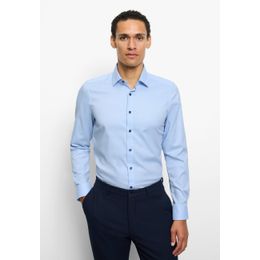 Businesshemd OLYMP "OLYMP Level Five, body fit, New York Kent mit extra langem Arm", Herren, Gr. 39, Normaler Arm, blau (bleu), 97% Baumwolle, 3% Elastolefin, Hemden