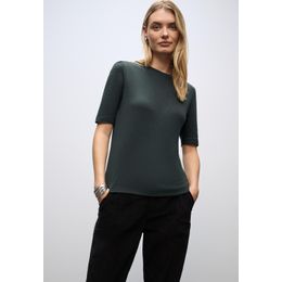 Street One Damen T-Shirtevernight gr&uuml;n, Gr. 38, unifarben, Jersey, Obermaterial: 50% Baumwolle, 50% Modal, Shirts, mit Raffung an den Schultern
