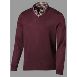 CLASSIC Herren Strickpullover "Pullover", rot, Gr. 54, gemustert, unifarben, 100% Polyacryl, Kragen:100% Baumwolle, Pullover