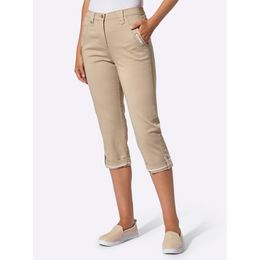 Casual Looks Damen Caprijeans, beige, Gr. 40, unifarben, 98% Baumwolle, 2% Elasthan, Jeans
