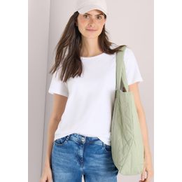 T-Shirt Cecil, Damen, Gr. L (42), universal blau, wei&szlig;, Web, 50% Baumwolle, 50% Modal, unifarben, comfort fit normal, Rundhals, abgesteppt, Shirts T-Shirt, im Basic-Style