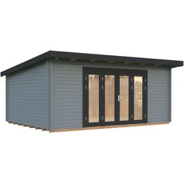 Gartenhaus Palmako "Lea Bifold", grau (hellgrau, anthrazit), Fu&szlig;boden im Gartenhaus, ohne Dacheindeckung, Massivholz, Gartenh&auml;user, Gartenhaus, verschiedene Farben