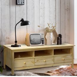 Pharao24.de TV Lowboard TV Sideboard aus Kiefer Massivholz mit Vierfu&szlig;gestell