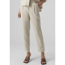 V&eacute;ro Moda VERO MODA Damen Schlupfhose "VMJESMILO MW ANKLE PANTS WVN NOOS", beige, Gr. L, unifarben, Web, Obermaterial: 55% Viskose, 45% Leinen, Hosen, mit