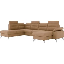 Sit & More Wohnlandschaft SIT & MORE "Astoria U-Form", braun (macciato), B:327cm H:91cm T:225cm, 100% Polyester, Sofas, Wohnlandschaft, wahlweise mit motorischer Relaxfunktion