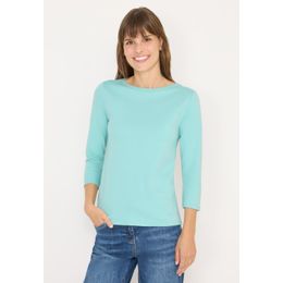 Cecil Damen 3/4-Arm-Shirtsea foam blau, Gr. XXL, unifarben, Web, 100% Baumwolle, Shirts, aus reiner Baumwolle
