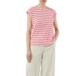 comma, COMMA Damen T-Shirt, pink, Gr. 34, gestreift, Single Jersey, Obermaterial: 85% Viskose, 15% Leinen, Shirts, mit Streifen Muster