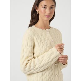 Y.A.S Damen Strickjacke "YASBUBERA LS KNIT CARDIGAN S. NOOS"birch, Gr. M, unifarben, Strick, Obermaterial: 52% Polyester, 24% Polyacryl, 15% Nylon,
