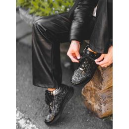 Ara Damen Sneakerboots "OSAKA", Gr. 3,5, schwarz, Lacklederimitat, Lederimitat, metallic, Schuhe, Sneaker, Boots in Komfortweite H (= sehr weit)