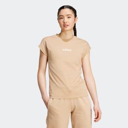 T-Shirt adidas Sportswear "W LIN SJ T", Damen, Gr. XS, warm sandstone, wei&szlig;, Obermaterial: 100% Baumwolle, normal, Rundhals, Shirts T-Shirt, sportlicher Stil, Kurzarm, ohne Verschluss, aus Baumwolle