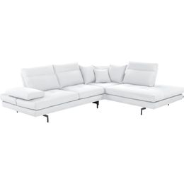 Ecksofa Calia italia "Toby Wing, B/T: 288/232 cm, Designsofa, Premium Sitzkomfort, L-Form", wei&szlig; (bianco puro bull), B:288cm H:90cm T:232cm, Leder BULL (100% Leder), Sofas, Ecksofa, Sitztiefenverstellung, wahlw. mit Kissen-Set,F&uuml;&szlig;e schwarz matt