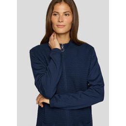 Rabe Damen Strickjackemarine, Gr. 46, unifarben, Obermaterial: 50% Baumwolle, 50% Polyacryl, Strickjacken, mit Rei&szlig;verschluss und Stehkragen