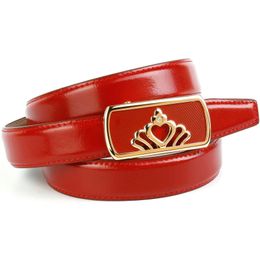 Anthoni Crown Damen Lederg&uuml;rtel, rot, Gr. 80, unifarben, Leder, G&uuml;rtel, in rot mit Kristall-Glas-Schnalle