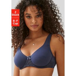 Nuance Damen T-Shirt-BH, Gr. 80, blau, Spitze, Obermaterial: 85% Baumwolle, 10% Polyamid, 5% Elasthan, Basic, BHs, mit B&uuml;gel und ungef&uuml;tterten Cups