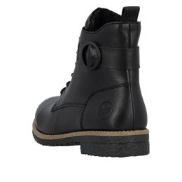 Rieker Damen Schn&uuml;rstiefelette, Gr. 42, schwarz, Lederimitat, unifarben, Basic, Schuhe, Schn&uuml;rboots, Stiefelette, Blockabsatz mit dekorativer