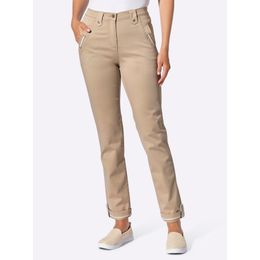 Casual Looks Damen Bequeme Jeans, beige, Gr. 19, unifarben, 98% Baumwolle, 2% Elasthan, Jeans