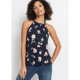 bonprix Damen Shirttop "Top aus Viskose-Mix", blau, Gr. 36, Obermaterial: 95% Viskose, 5% Elasthan, Tops, figurumspielende Passform, f&uuml;r vielseitige