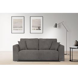 2-Sitzer Inosign "BEATRICE, erh&auml;ltlich in trendigen Stoffoptionen, B/T/H: 143/73/92 cm", grau, B:195cm H:92cm T:107cm, 100% Polyester, Sofas, In hochwertiger Verarbeitung, incl. 2 gro&szlig;en Zierkissen in Korpusfarbe