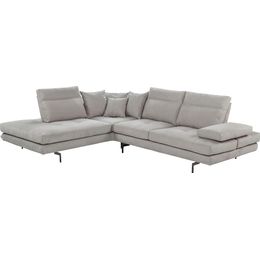 Ecksofa Calia italia "Toby Wing, B/T: 288/232 cm, Designsofa, Premium Sitzkomfort, L-Form", beige (ecr&ugrave; mario), B:288cm H:90cm T:232cm, Mikrofaser mit Nubuk Optik (100% Polyester), Sofas, Ecksofa, Sitztiefenverstellung, wahlw. mit Kissen-Set,F&uuml;&szlig;e schwarz matt