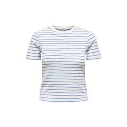 T-Shirt Only "T-Shirt ONLLUPE STRIPE TEE 1er Pack", Damen, Gr. L, bunt (wei&szlig;, blau), Obermaterial: 60% Polyester PES. 32% Viskose CV. 8% Elasthan EL., Shirts T-Shirt