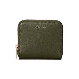 Geldb&ouml;rse Calvin Klein "FOIL LOGO MEDIUM ZIP AROUND", Damen, oliv, Lederimitat, Kleinlederwaren, Damen Portemonnaie, Geldbeutel, Money Pocket mit CK-Schriftzug