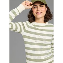 Laura Scott Damen Streifenpullover "aus leichtem, weichem Sommerstrick", gr&uuml;n, Gr. 44, gestreift, Feinstrick, Obermaterial: 70% Viskose, 30%