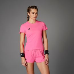 Laufshirt adidas Performance "ADIZERO E TEE", Damen, Gr. XXL, lucid pink, Obermaterial: 100% Polyester, normal, Rundhals, Shirts Laufshirt