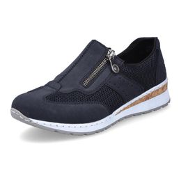 Rieker Damen Slip-On Sneaker, Gr. 40, blau, Lederimitat, Textil, Schuhe, Slipper, Schlupfschuh, Freizeitschuh im Materialmix