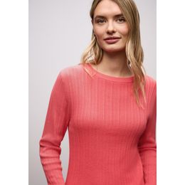 Street One Damen Rundhalspulloverstriking coral, Gr. 40, unifarben, Stoff, 60% Viskose, 40% Baumwolle, Pullover, im soften Baumwoll-Mix