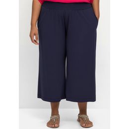 Damen 3/4-Hose, blau, Gr. 46, unifarben, 95% Viskose, 5% Elasthan, Hosen