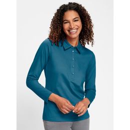 Casual Looks Damen Poloshirt "Poloshirt", blau, Gr. 52, unifarben, 95% Baumwolle, 5% Elasthan, Shirts