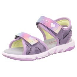 Superfit M&auml;dchen Sandale "PEBBLES WMS: mittel", Gr. 32, lila, Lederimitat, Textil, Schuhe, Sandalette mit s&uuml;&szlig;em Motiv, Gr&ouml;&szlig;enschablone zum Download