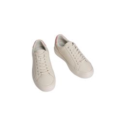 Calvin Klein Damen Plateausneaker "VULC LACE UP LTH MIX", Gr. 36, beige, Leder, unifarben mit Farbeinsatz, Basic, Schuhe, Casual-Schn&uuml;rschuh,