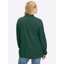 sheego Damen R&uuml;schenbluse, gr&uuml;n, Gr. 52, unifarben, 100% Viskose, Blusen
