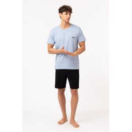 Fila Herren Schlafanzug "MAN JERSEY PYJAMAS", Gr. XL, blau, Jersey, Obermaterial: 100% Baumwolle, Homewear-Sets, Hose mit elastischem Logobund und