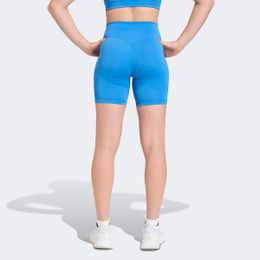 Damen Shorts "OPTIME WORKOUT 3-STREIFEN KURZE LEGGINGS"ray blau, innenbeinl&auml;nge ca. 18 cm, Gr. M, adidas Performance, Obermaterial: 73% Polyester,
