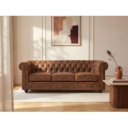 Vente-unique Sofa 3-Sitzer - Microfaser - Vintage-Look - CHESTERFIELD 416375