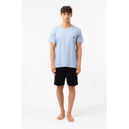 Fila Herren Schlafanzug "MAN JERSEY PYJAMAS", Gr. L, blau, Jersey, Obermaterial: 100% Baumwolle, Homewear-Sets, Hose mit elastischem Logobund und