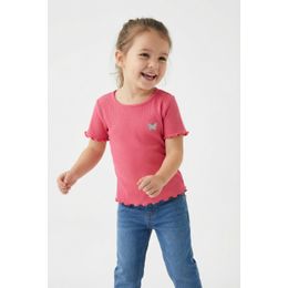 Blue Seven M&auml;dchen T-Shirtpink, Gr. 98, unifarben, Feinripp, Obermaterial: 95% Baumwolle, 5% Elasthan, Shirts
