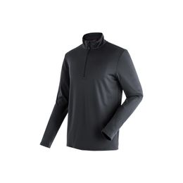 Maier Sports Herren Fleecepullover "Felix", schwarz, Gr. 56, 100% Polyester, Sweatshirts, Herren Fleece, funktioneller Midlayer, Half-Zip, Regular Fit