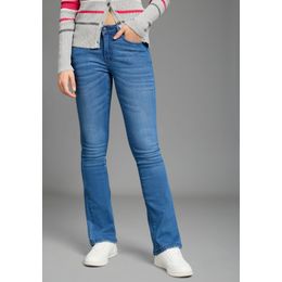 Kangaroos Damen Bootcut-Jeans, blau, Basic, Gr. 40, Denim/Jeans, Obermaterial: 98% Baumwolle, 2% Elasthan, Jeans, mit ausgestellter Beinform, aus