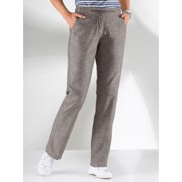 Bootcuthose Casual Looks, Damen, Gr. 38, Normalgr&ouml;&szlig;en, grau (taupe), 100% Baumwolle, unifarben, lang, Hosen