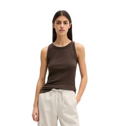 Marc O'Polo T-Shirt MARC O'POLO "aus Organic-Cotton-Rib-Jersey", Damen, Gr. S, burnt coffee, Obermaterial: 100% Baumwolle, unifarben, slim fit, Rundhals, Shirts T-Shirt