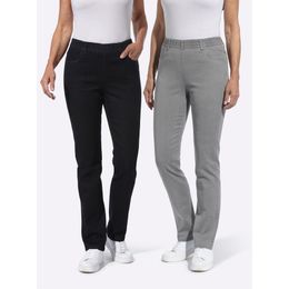 Classic Basics Damen Bequeme Jeans, grau, Gr. 38, unifarben, 81% Baumwolle, 17% Polyester, 2% Elasthan, Jeans