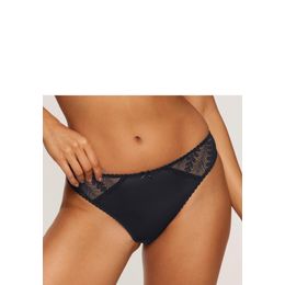 Tanga Lascana "Amira", Damen, Gr. 32/34, schwarz, Microtouch, Obermaterial: 87% Polyamid, 13% Elasthan, Unterhosen Tanga, mit graphischen Spitzeneins&auml;tzen
