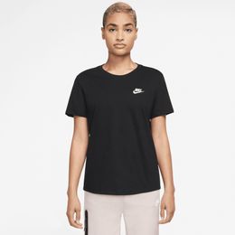 Nike Sportswear Damen T-Shirt "W NSW CLUB SS TEE", schwarz, Gr. S, Jersey, Obermaterial: 100% Baumwolle, Shirts, mit leicht abgerundetem Saum, aus
