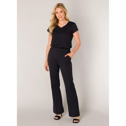 Base Level Damen Stoffhose "Tori", schwarz, Gr. 44, unifarben, Web, Obermaterial: 75% Polyamid, 25% Elasthan, Hosen, Sommerhose mit ausgestelltem
