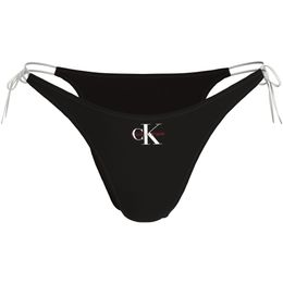 Bikini-Hose, Damen, Gr. L (40), N-Gr, schwarz, Jersey, Elasthan, Calvin Klein Swimwear, unifarben, Badehosen Bikini-Hose, K&ouml;rpernahe Passform mit Kordeln