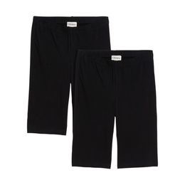 bonprix Damen Radlerhose, schwarz, Gr. 56, unifarben, Web, Obermaterial: 95% Baumwolle, 5% Elasthan, Hosen, aus Baumwolle und Elasthan, elastischer