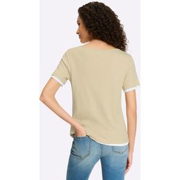 Heine Damen 2-in-1-Shirt "Shirt"sesam, Gr. 38, unifarben, 95% Baumwolle, 5% Elasthan, Shirts